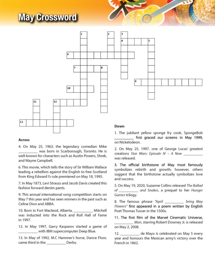 Crossword Puzzle & Answer Key – May 2024 - MyCalgary